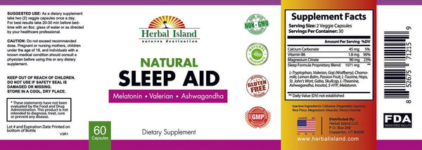 Sleep Aid - 60 Capsules - All Natural Formula – Herbal Island